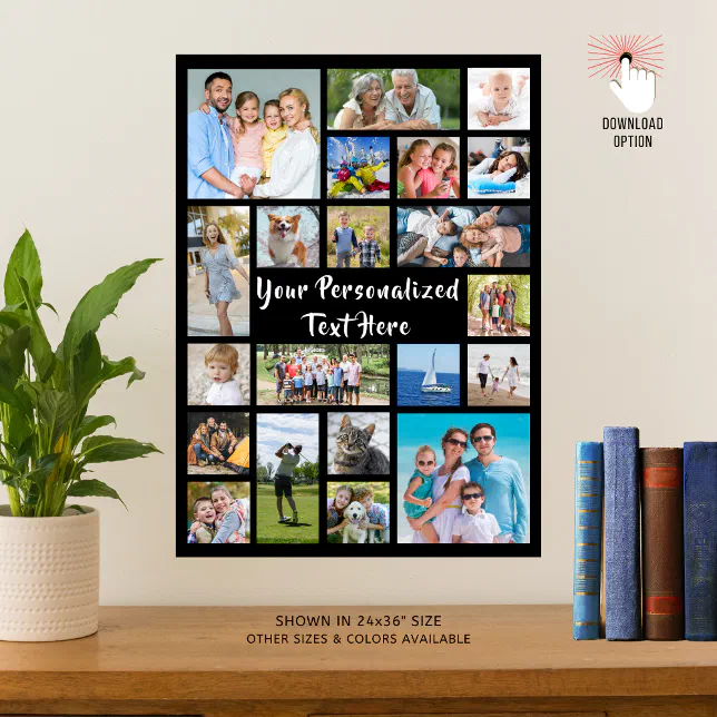 Modern Personalized 21 Photo Collage Custom Color Poster | Zazzle