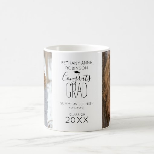 Modern Personalized 2 Photo Graduation Coffee Mug | Zazzle
