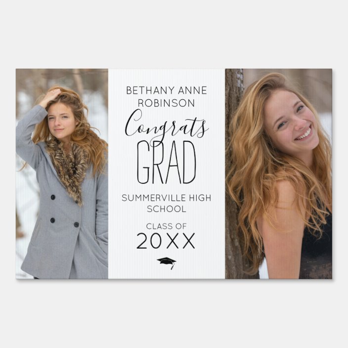 Modern Personalized 2 Photo Graduation Sign | Zazzle.com