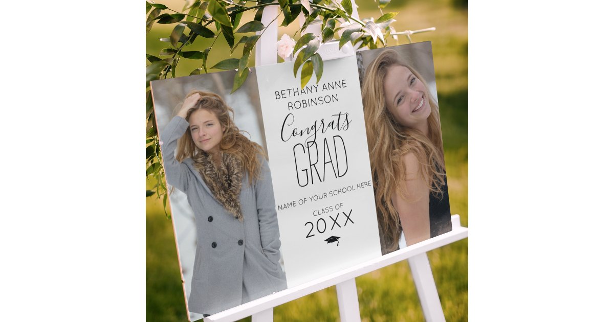 Modern Personalized 2 Photo Graduation Welcome Foam Board | Zazzle