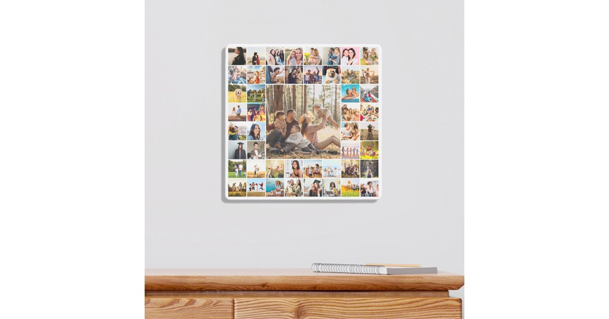 Modern Personalized 49 Photo Collage Metal Print | Zazzle