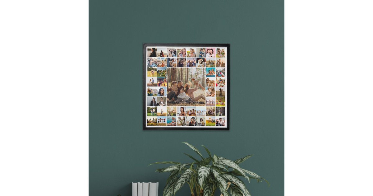 Modern Personalized 49 Photo Collage Peel And Stick Photo Tile | Zazzle