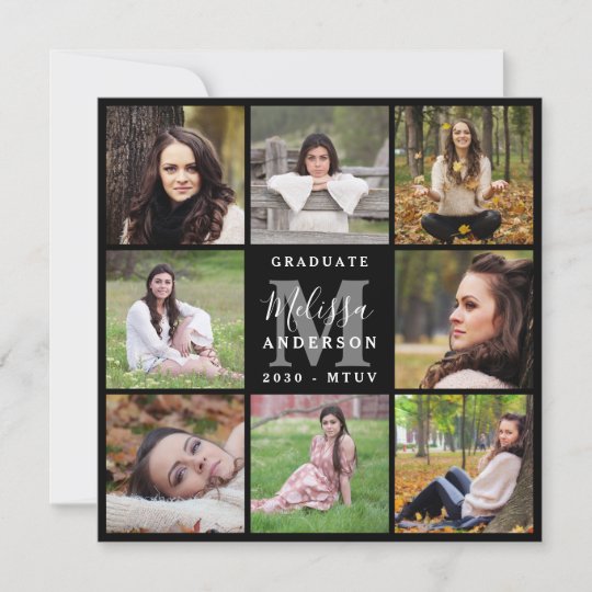 Modern Personalized 8 Photo Collage Graduation Invitation | Zazzle.com