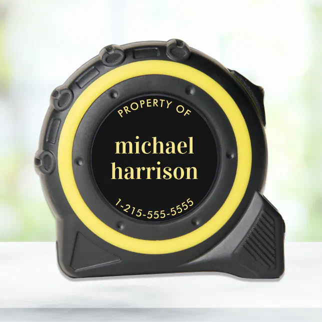Modern Personalized Black Yellow Tape Measure | Zazzle