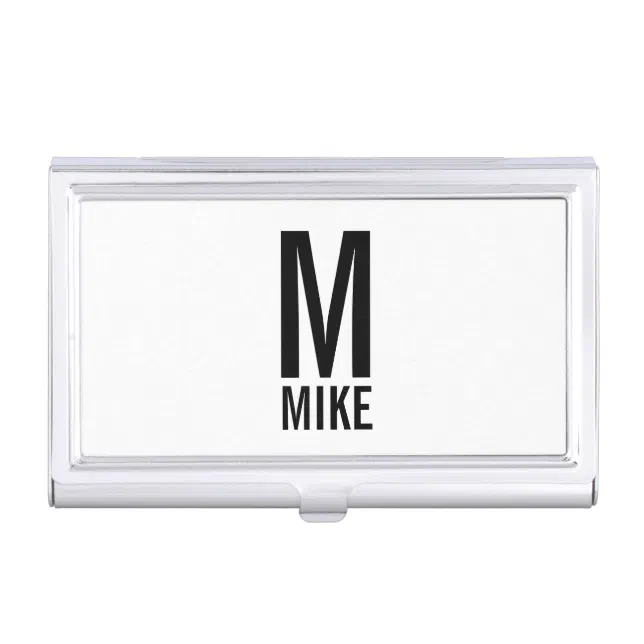 Modern Personalized Bold Monogram and Name Business Card Holder | Zazzle