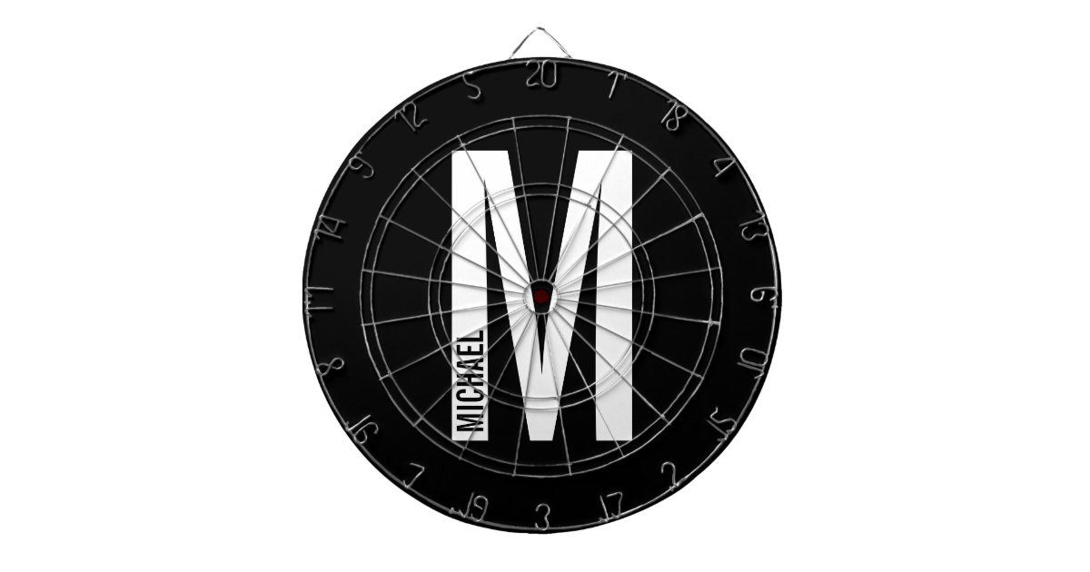 Modern Personalized Bold Monogram and Name Dart Board | Zazzle
