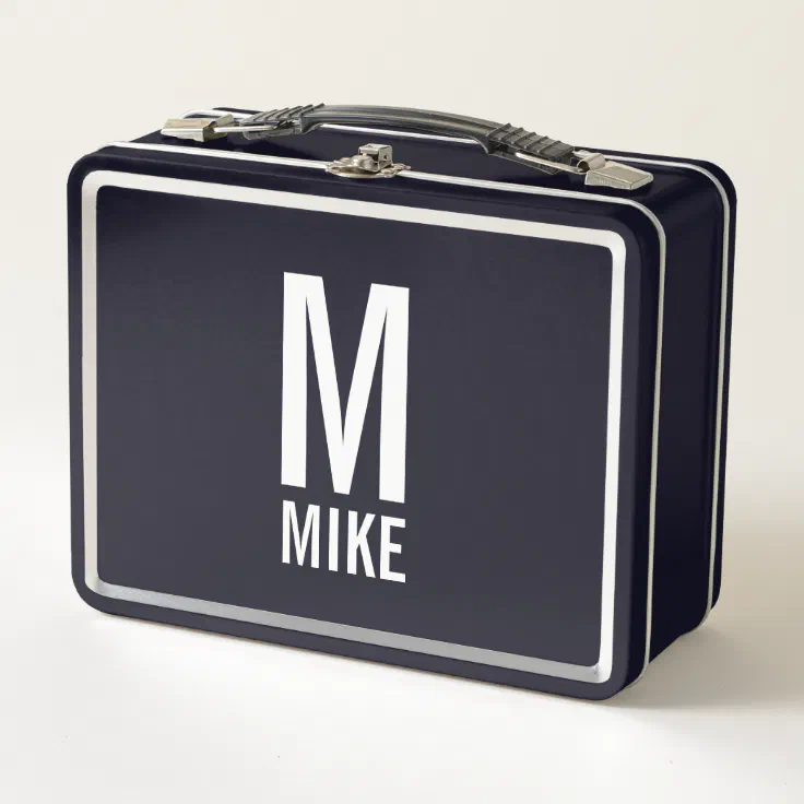 Modern Personalized Bold Monogram and Name Metal Lunch Box | Zazzle