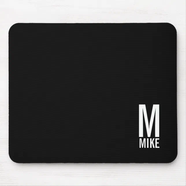 Modern Personalized Bold Monogram and Name Mouse Pad | Zazzle