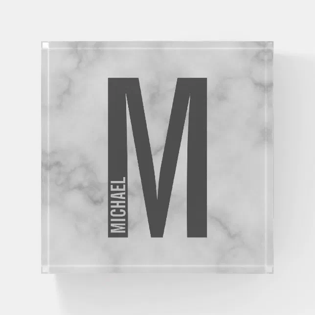 Modern Personalized Bold Monogram and Name Paperweight | Zazzle