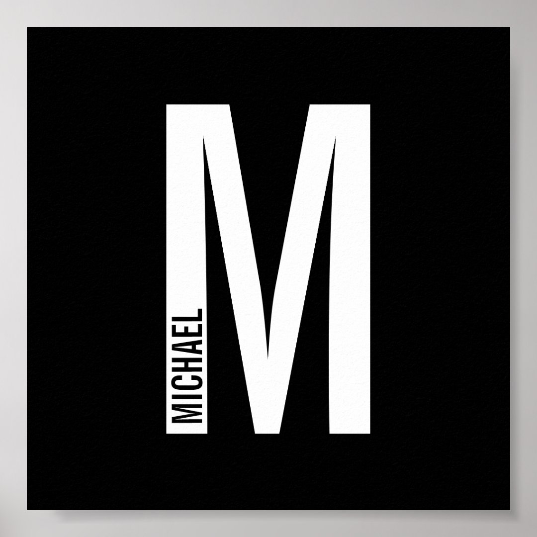 Modern Personalized Bold Monogram and Name Poster | Zazzle