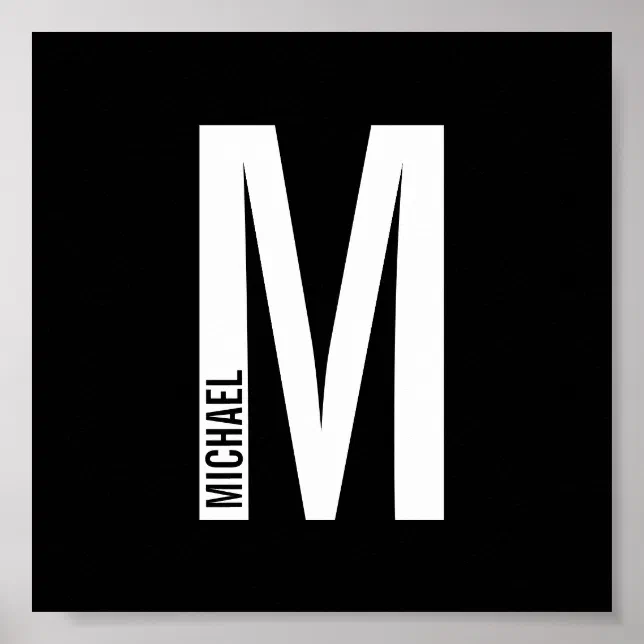 Modern Personalized Bold Monogram and Name Poster | Zazzle