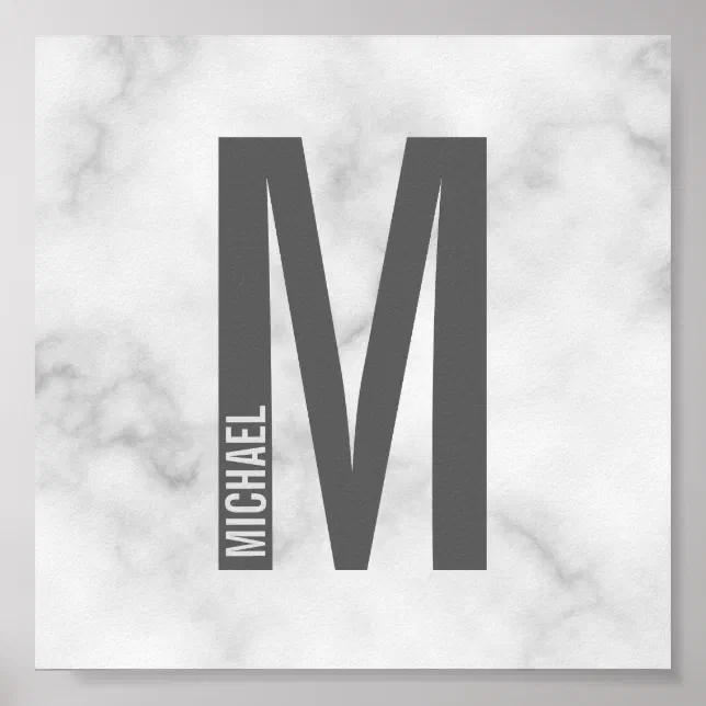 Modern Personalized Bold Monogram and Name Poster | Zazzle
