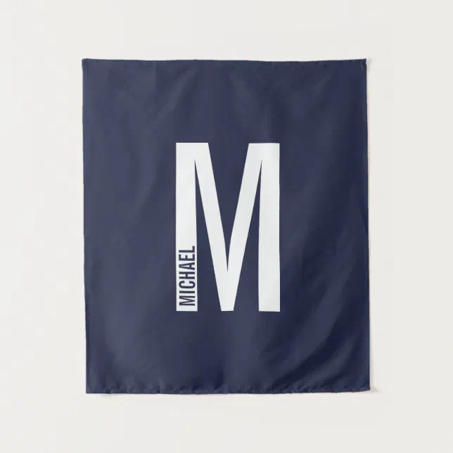 Modern Personalized Bold Monogram and Name Tapestry | Zazzle