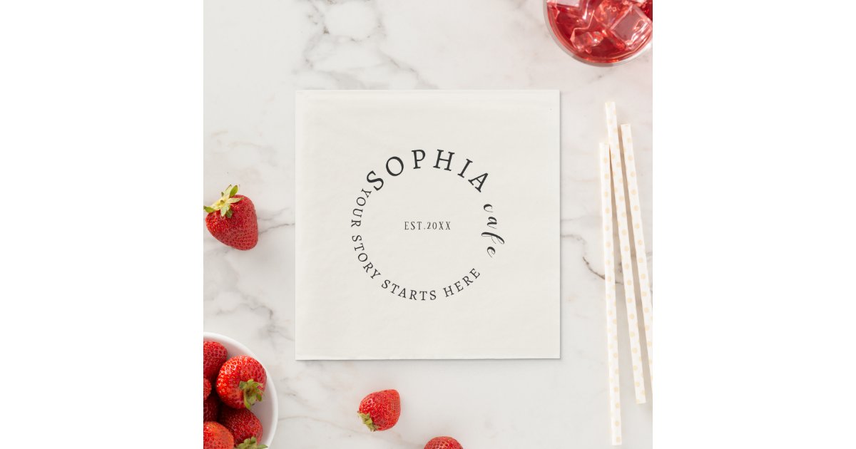 Modern Personalized Business Logo Cocktail Napkins | Zazzle
