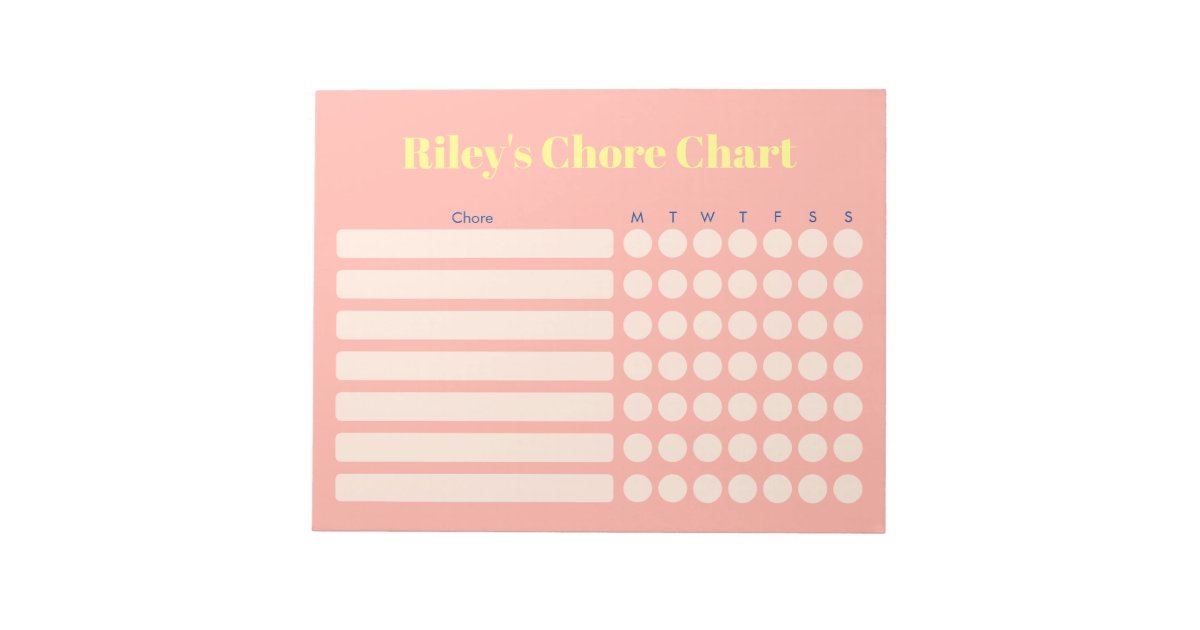 Modern Personalized Chore Chart Notepad | Zazzle