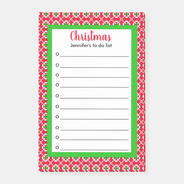 Modern personalized Christmas shopping to do list Post-it Notes | Zazzle