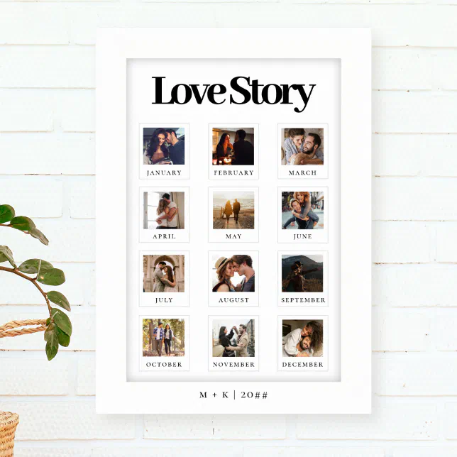 Modern Personalized Couple Love Story Photo Poster | Zazzle