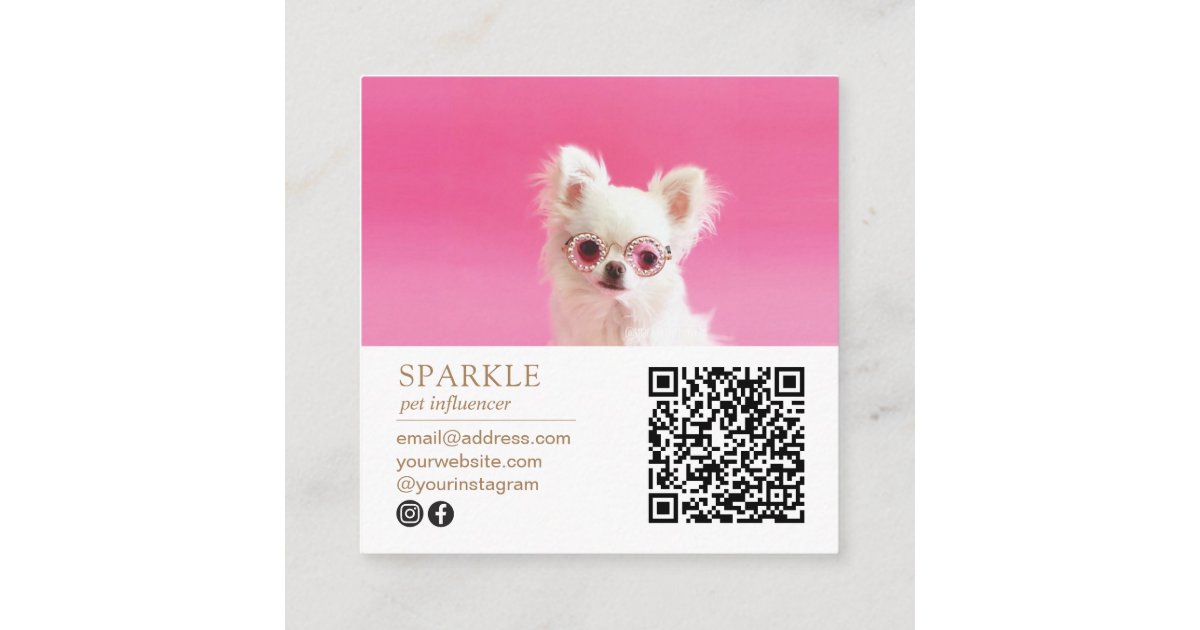 Modern Personalized Double Photo QR Code Square Business Card | Zazzle