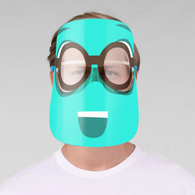 Modern Personalized Funny Blue Face Face Shield | Zazzle