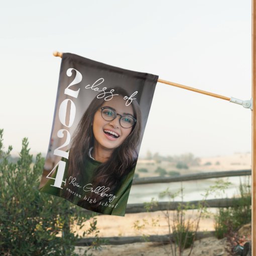 Modern Personalized Graduation Flag | Zazzle