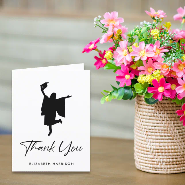 Modern Personalized Graduation Thank You Card | Zazzle