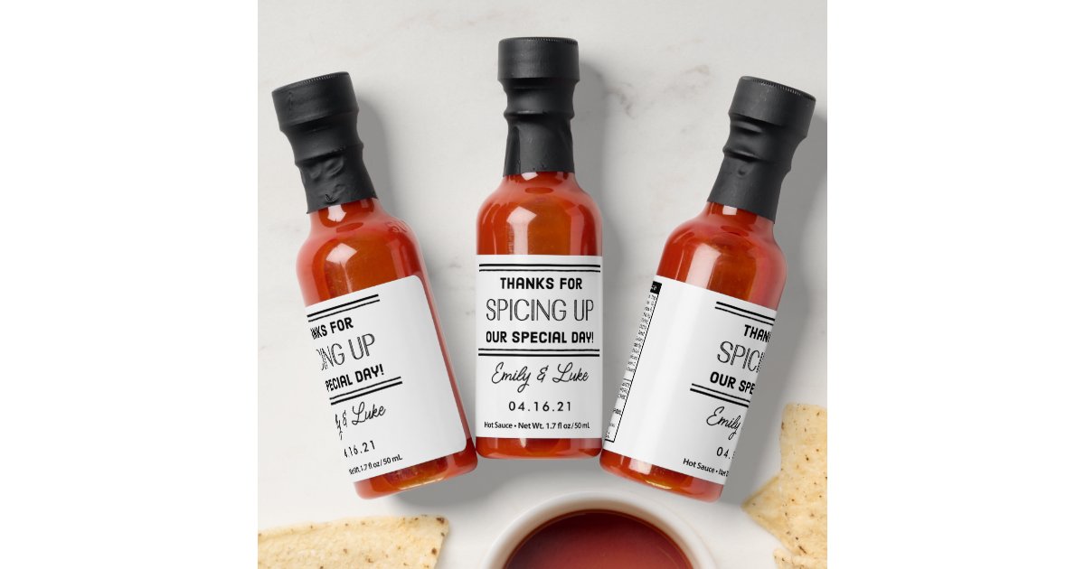 Modern Personalized Hot Sauce Wedding Favor | Zazzle
