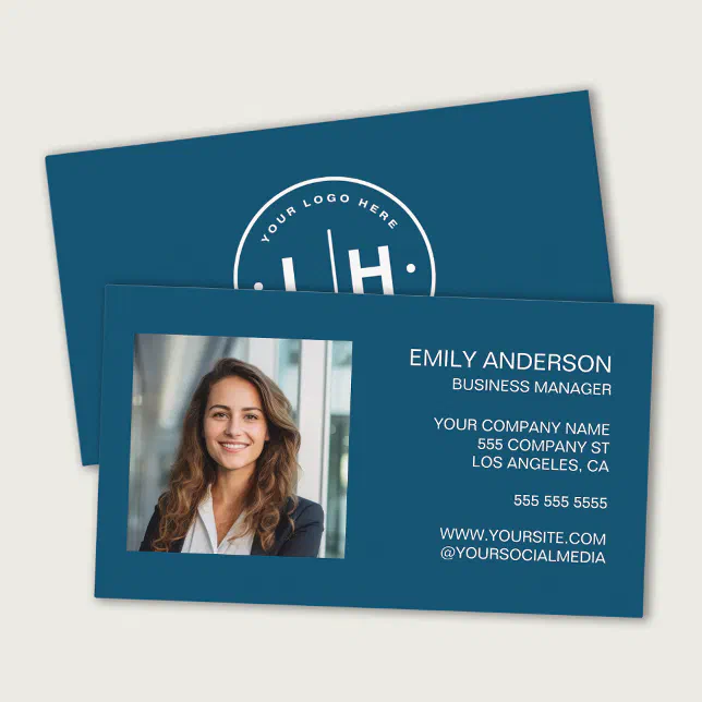 Modern Personalized Logo Photo Business Card | Zazzle