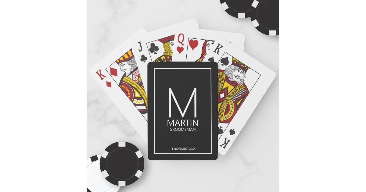 Modern Personalized Monogram and Name Groomsmen Poker Cards | Zazzle