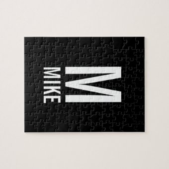 Modern Personalized Monogram and Name Jigsaw Puzzle | Zazzle