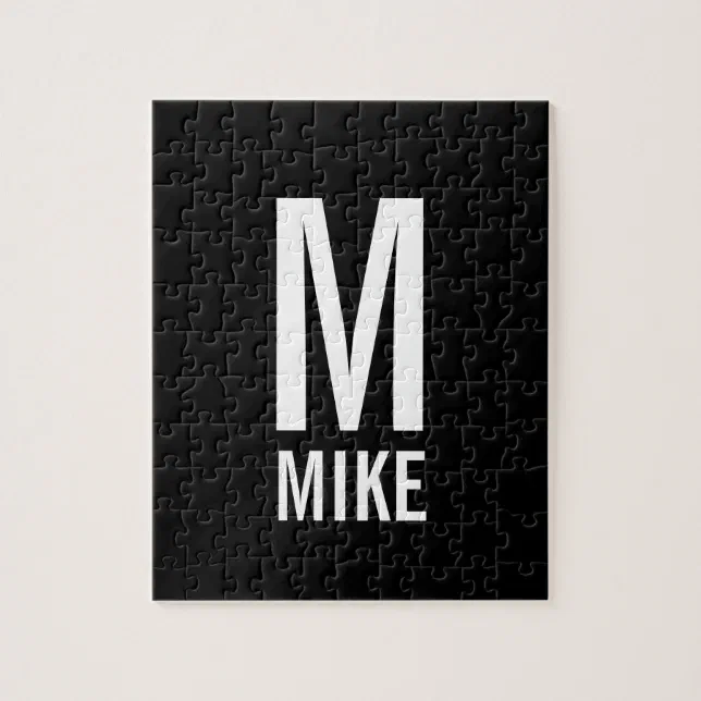 Modern Personalized Monogram and Name Jigsaw Puzzle | Zazzle