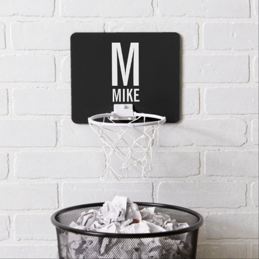 Modern Personalized Monogram and Name Mini Basketball Hoop | Zazzle