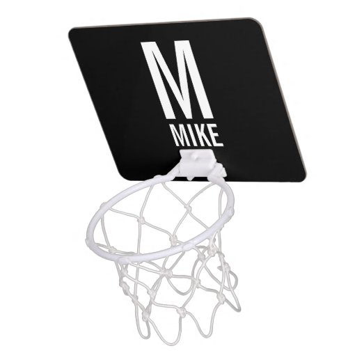 Modern Personalized Monogram and Name Mini Basketball Hoop | Zazzle
