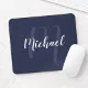 Modern Personalized Monogram and Name Navy Blue Mouse Pad | Zazzle