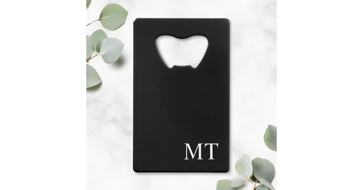 Modern Personalized Monogram Credit Card Bottle Opener | Zazzle