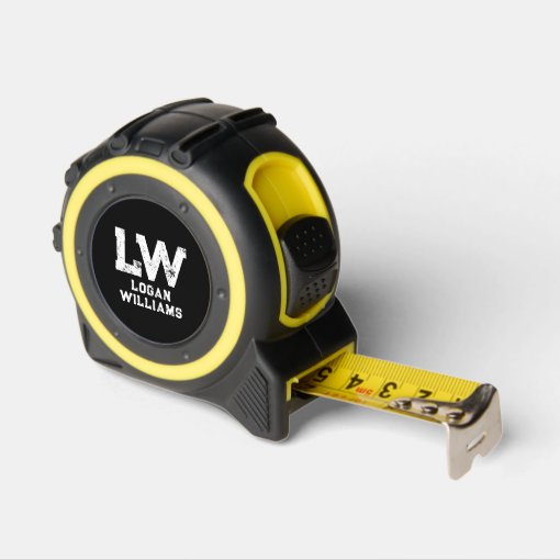 Modern Personalized Monogram Name Black Tape Measure | Zazzle