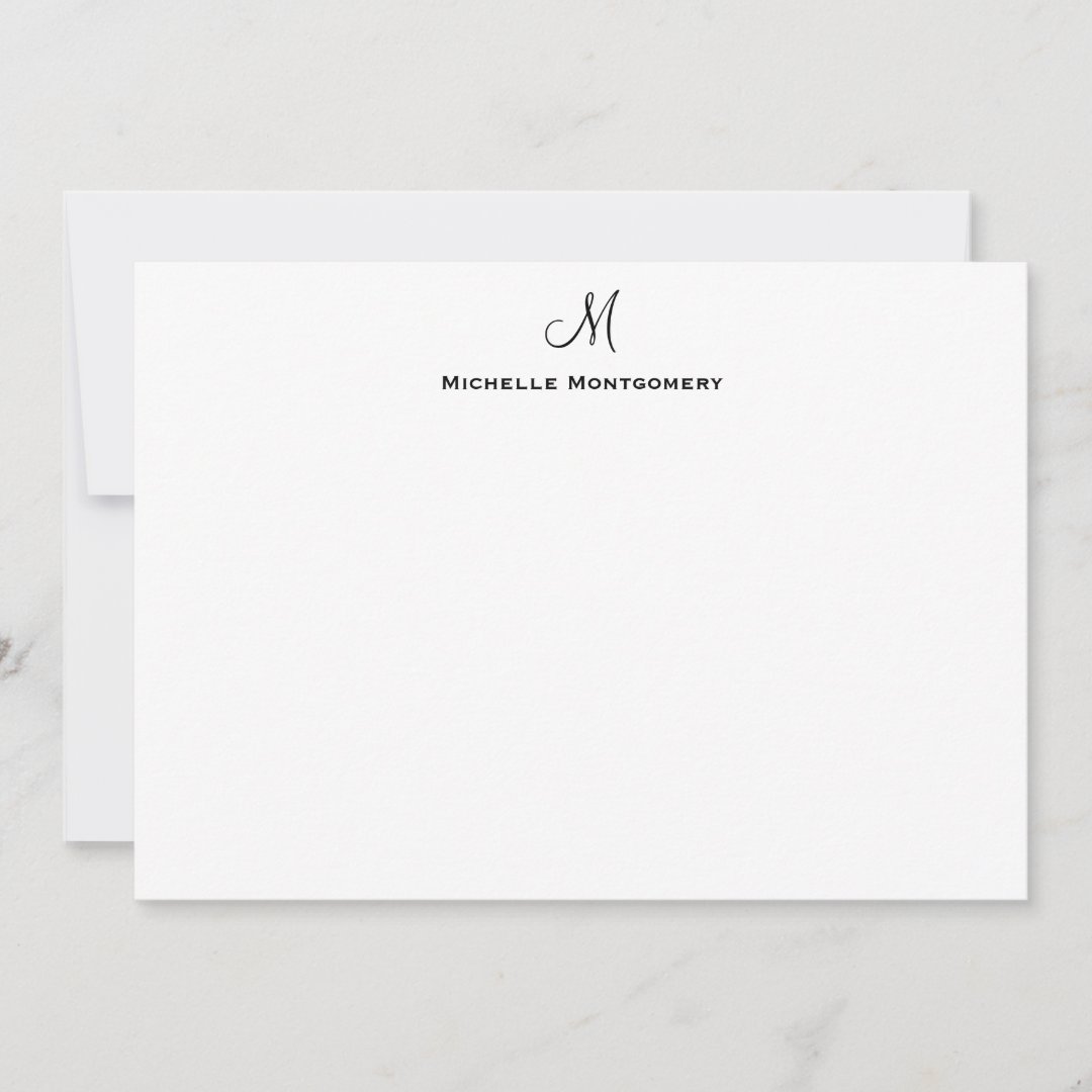 Modern Personalized Monogram Script Stationery Note Card | Zazzle