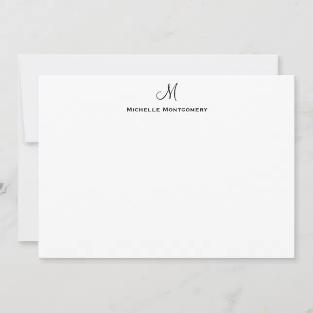 Modern Personalized Monogram Script Stationery Note Card | Zazzle