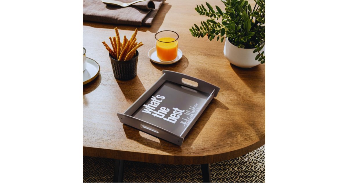 Modern Personalized Motivational Quote White Text Serving Tray | Zazzle