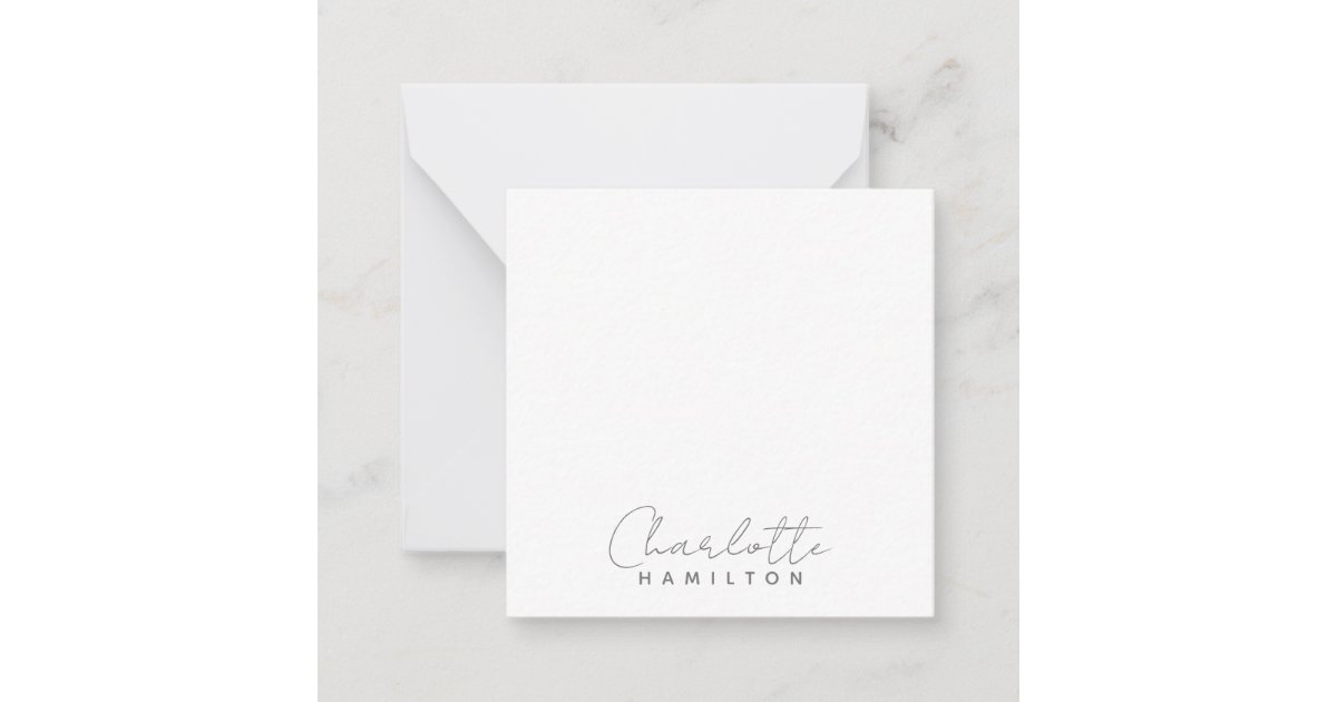 Modern Personalized Name Grey Tones Note Card | Zazzle
