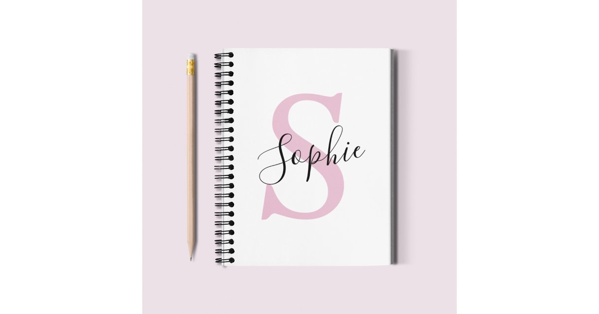 Modern Personalized Name Monogram Pink Notebook | Zazzle