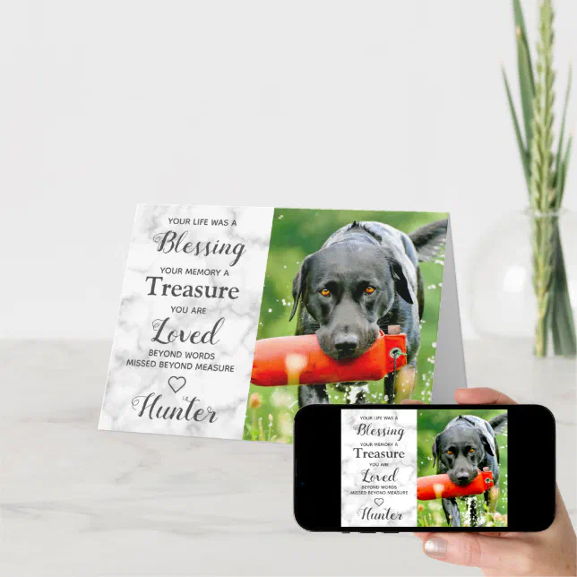 Modern Personalized Pet Photo Dog Loss Sympathy Card | Zazzle