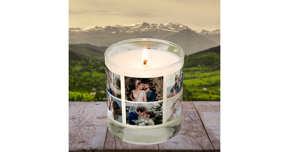 Modern Personalized Photo Collage Template Photos Scented Candle | Zazzle