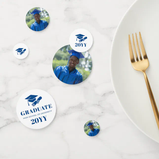 Modern Personalized Photo Graduation Confetti | Zazzle