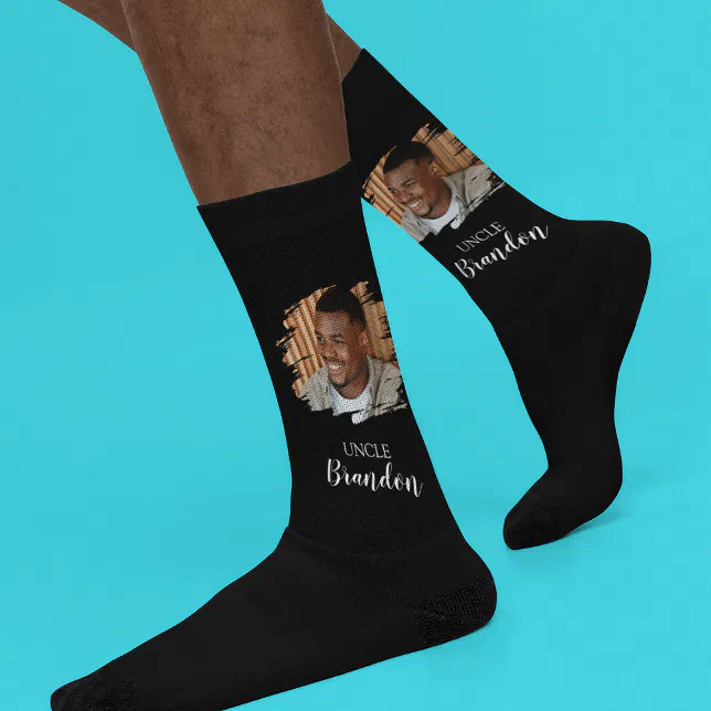 Modern Personalized Photo Uncle Socks | Zazzle