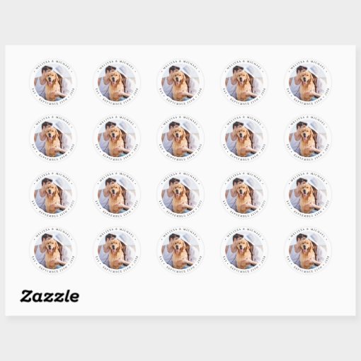 Modern Personalized Photo Wedding Classic Round Sticker | Zazzle