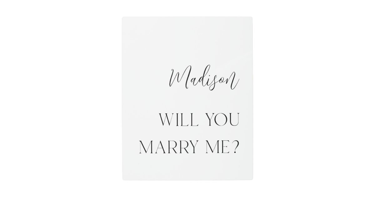 Modern Personalized Proposal Metal Print | Zazzle