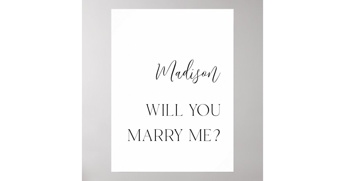 Modern Personalized Proposal Sign Poster | Zazzle