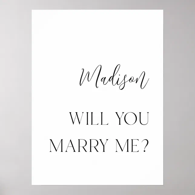 Modern Personalized Proposal Sign Poster | Zazzle