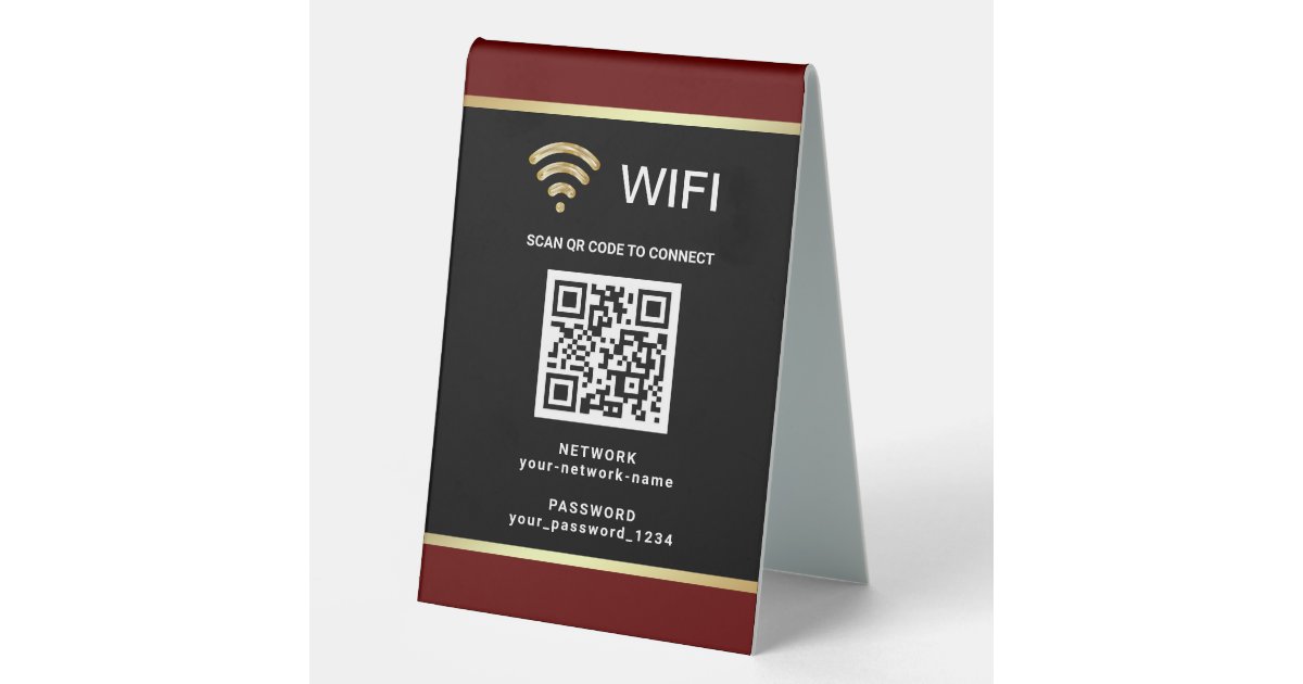 Modern Personalized QR Code Wifi Network Password Table Tent Sign ...