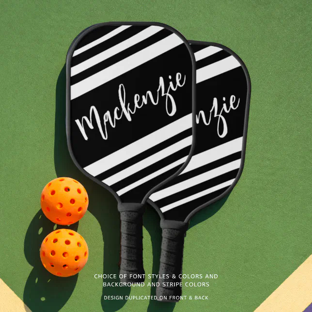 Modern Personalized Striped Custom Color Pickleball Paddle | Zazzle